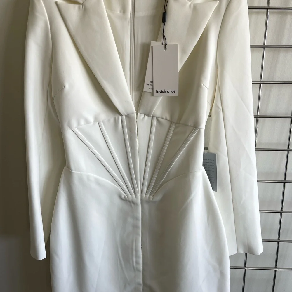 Lavish Alice | Dresses | New White Blazer Corset Mini Dress Lavish ...